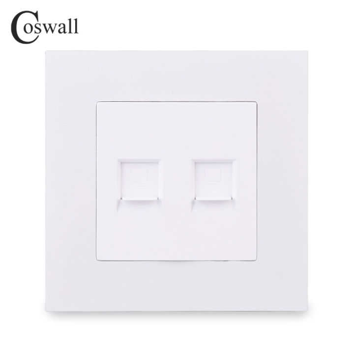 【YIYANGMAOYI111】COSWALL Simple Style PC Panel Wall Socket 2 Gang CAT5E ...