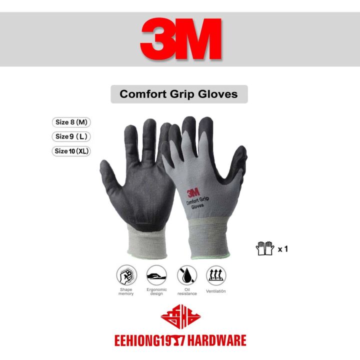 3M Comfort Grip Gloves Size M L Hand Glove General Use Sarung Tangan 手套 ...