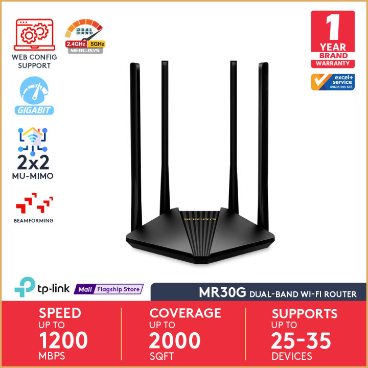 Mercusys Mr30g Ac1200 Wireless Dual Band Gigabit Router | Daraz.com.bd