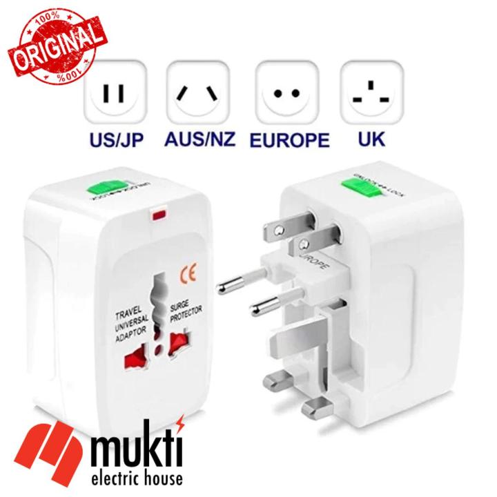 Universal World Travel Adapter Surge Protector All in one Plug AC Power Converter US UK AU EU ...