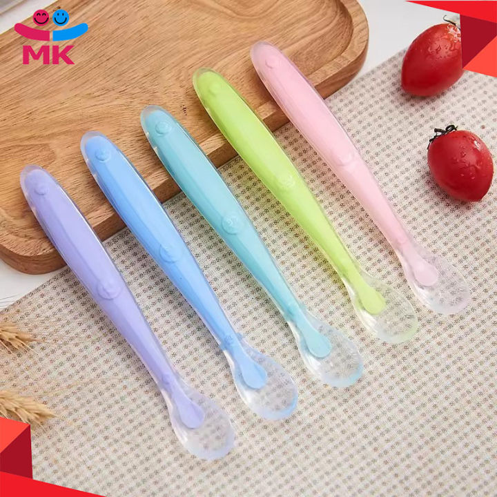 Cute Baby Silicone Spoon BPA Free Non-toxic Newborn Training Long ...