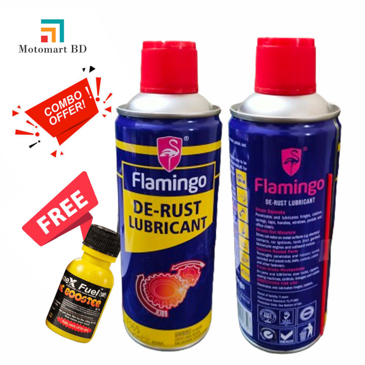 De-Rust Lubricant for Bike, Cars and Other Vehicles, Brand Flamingo (F065 - 450ml) With Free ...