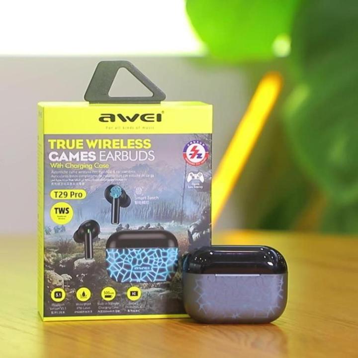 Awei T29 Pro True Wireless Games Earbuds With Dynamic Color Changing Charging Case | Daraz.com.bd