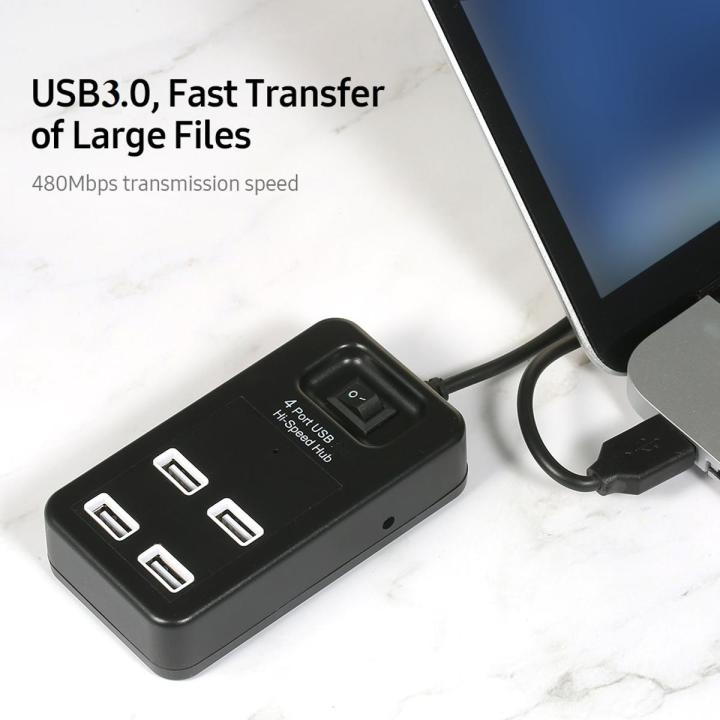 4 Port USB 3.0 Hi-speed Hub Simultaneous Use Fast Transfer of Large ...