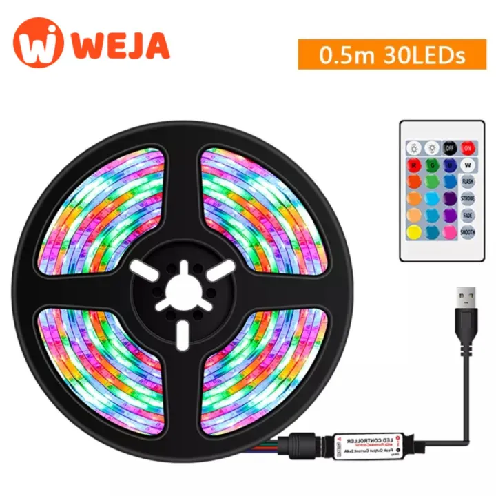 Weja USB Dimmable RGB Colorful LEDs Strips Light with IR Remote Control ...