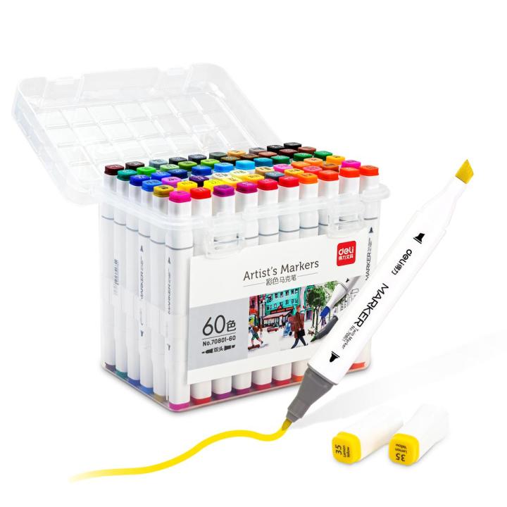 Deli 60 Colors Instant Dry Dual Tip Art Markers | Daraz.com.bd