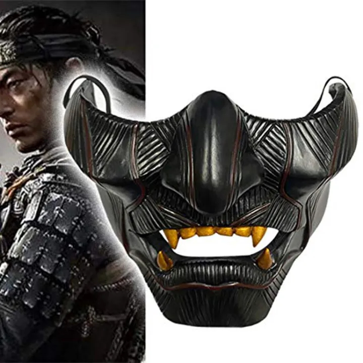 Ghost of Tsushima Mask Jin Sakai Cosplay Half Face Samurai Warrior Face ...