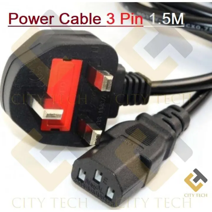 Power Cable 3 Pin 1.5M For Desktop, Laptop, Monitor, Printer | Daraz.com.bd