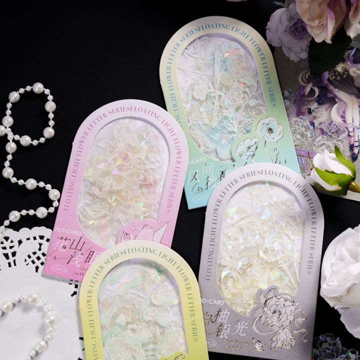 Panda Online 15PCS Bright and Flowery Series PET Shell Light Stickers ...