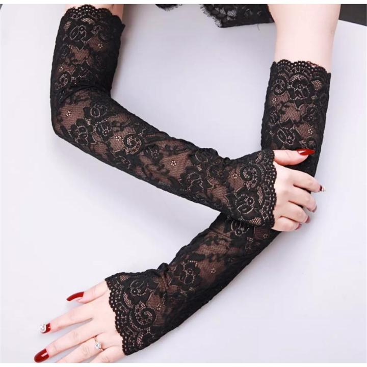 Sexy Fishnet Long Arm Sleeves with Thumb Hole for Women | Daraz.com.bd