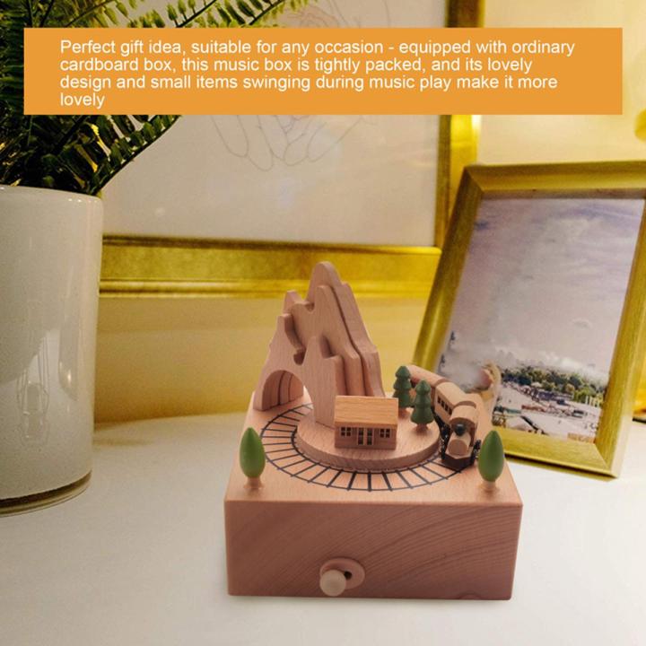 Wooden Musical Box Mountain Tunnel With Moving Magnetic Train Plays ...