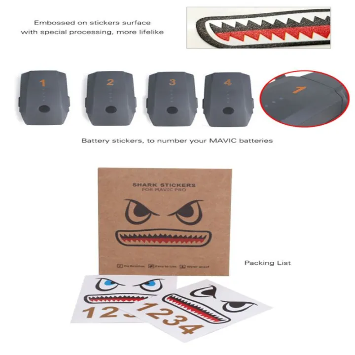 DJI Mavic Mini 2 Mavic Air 2/2S Body Sticker Aircraft Shark Stickers ...