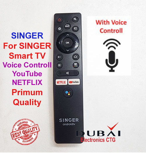 Remote Control For SINGER Smart Led Tv voice control Remote, Netflix ...