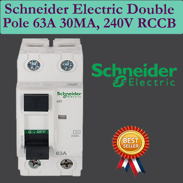 Schneider Double Pole Rccb Residual Current Circuit Breaker 63A 30MA, 240V Original | Daraz.com.bd