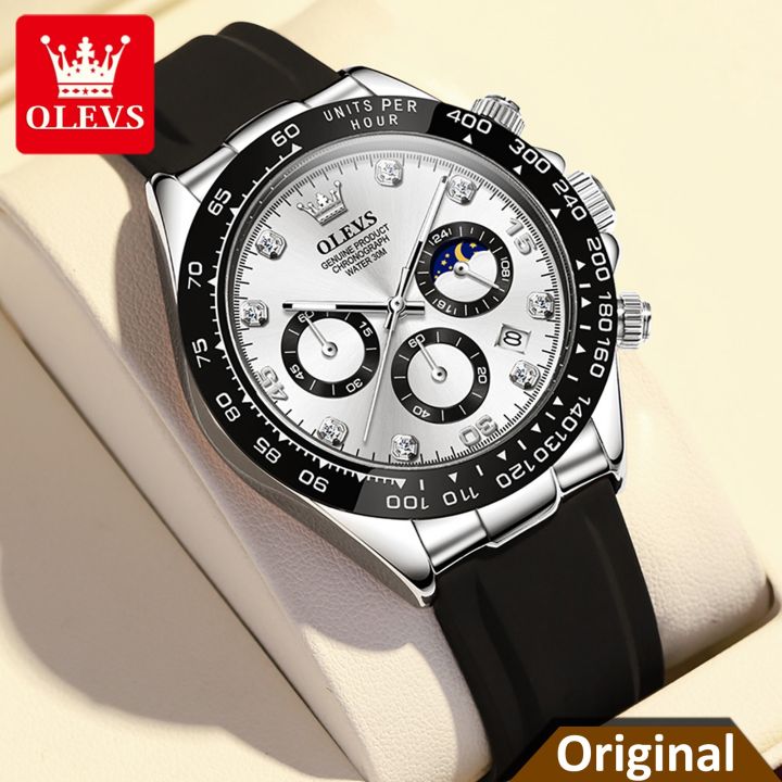 olevs 2875 Fashion Waterproof Chronograph Silicone Watch for Men ...