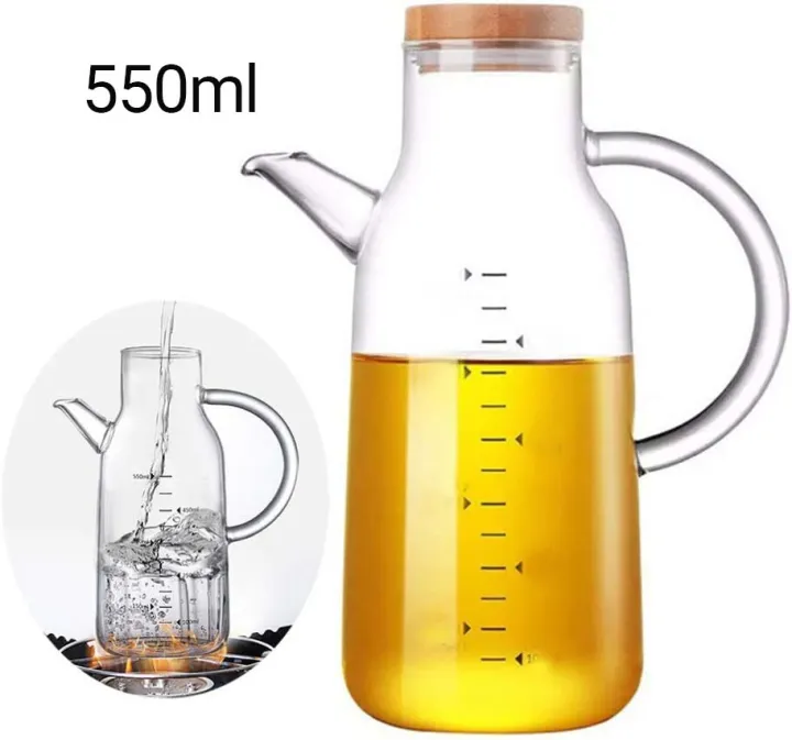 Glass Oil Bottle Borosilicate Glass Oil Can Dispenser Bottle Measuring ...