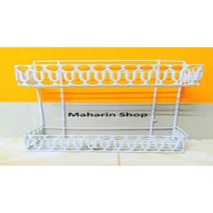 2 Layer Kitchen utensils, spice jar, pots organizer Drying Rack White ...