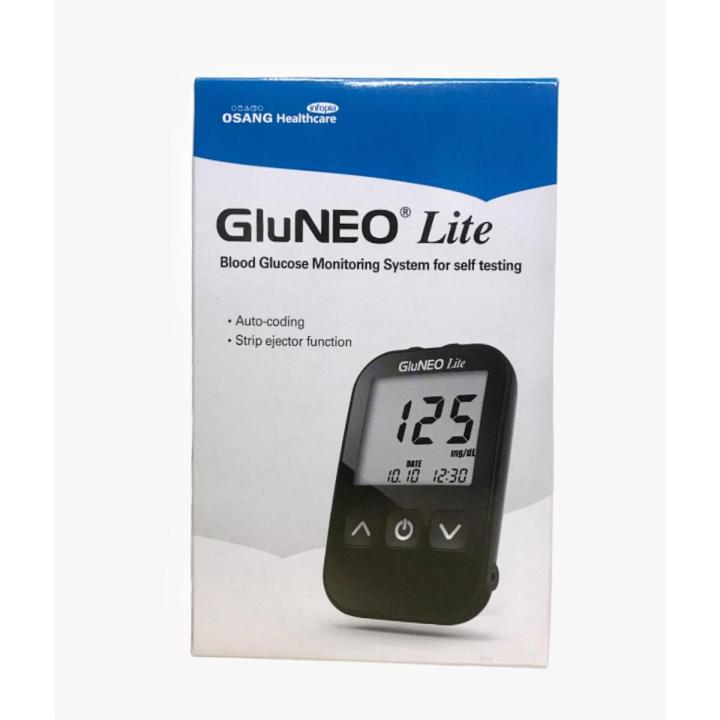 Glu Neo Lite Blood Sugar Meter Glucometer Kit Test Strips Needles ...