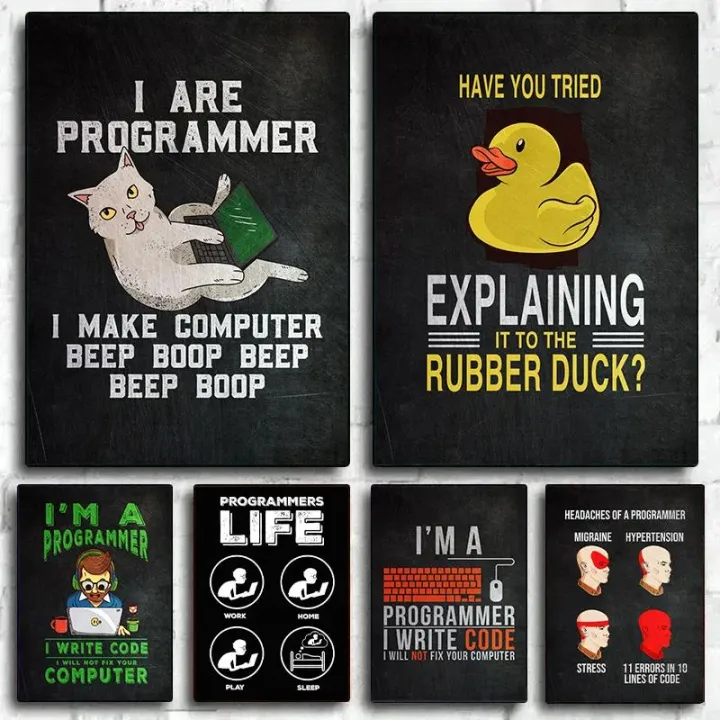 Funny Programmer Quotes Gaming Zone Hacker Code Poster Canvas Painting ...