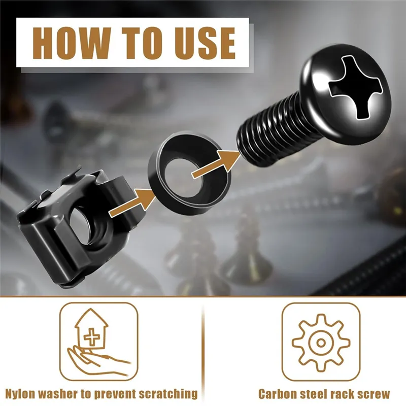 50Pcs M6x16mm Rack Mount Screw Cage Nut and Nuts & Washers for Rack ...