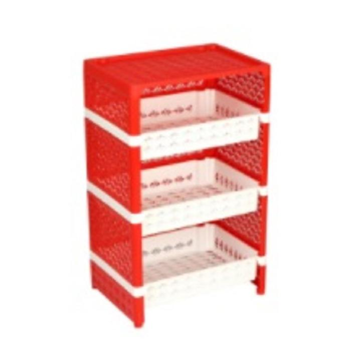 Family Rack 3 Step With Lid - Red - Kitchen Rack | Daraz.com.bd