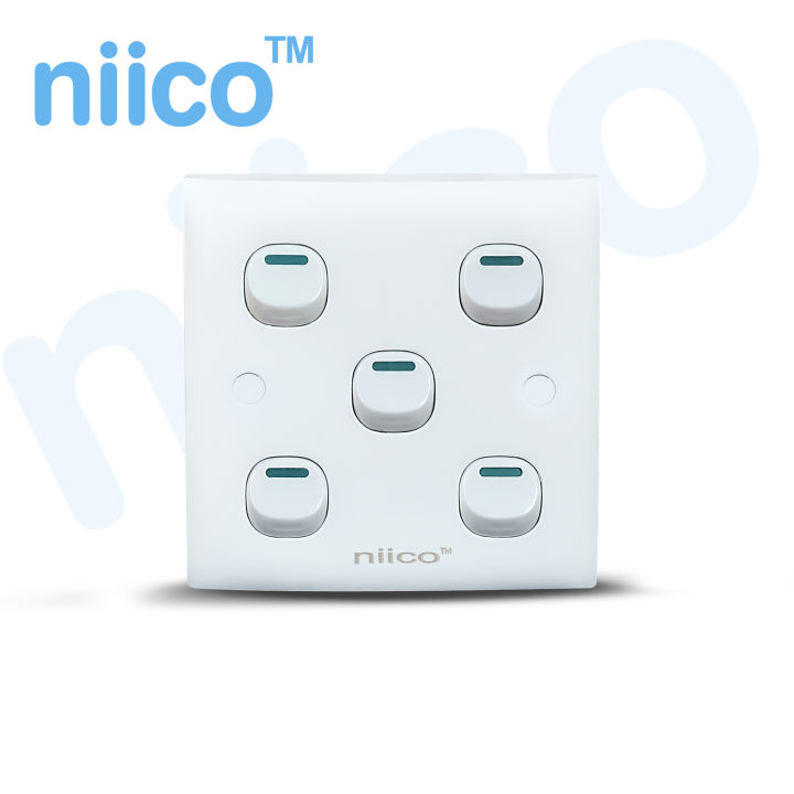 NIICO Classic 5 Gang 1 Way Wall Switch ( Single Pice)-5 Year warranty ...