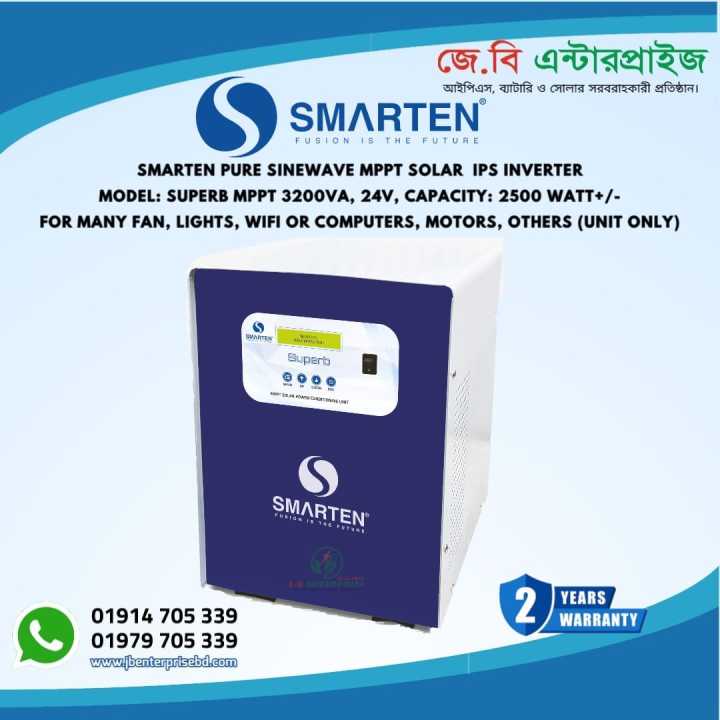 Smarten Superb MPPT 3200VA Solar IPS Inverter PCU 24V – High Efficiency ...