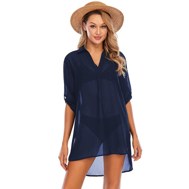 Ladies swimsuit beach cover up shirt bikini beachwear | Daraz.com.bd