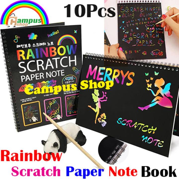 Rainbow Scratch Paper Note Book & Scratch Paper Black Diy Drawing Toys ...