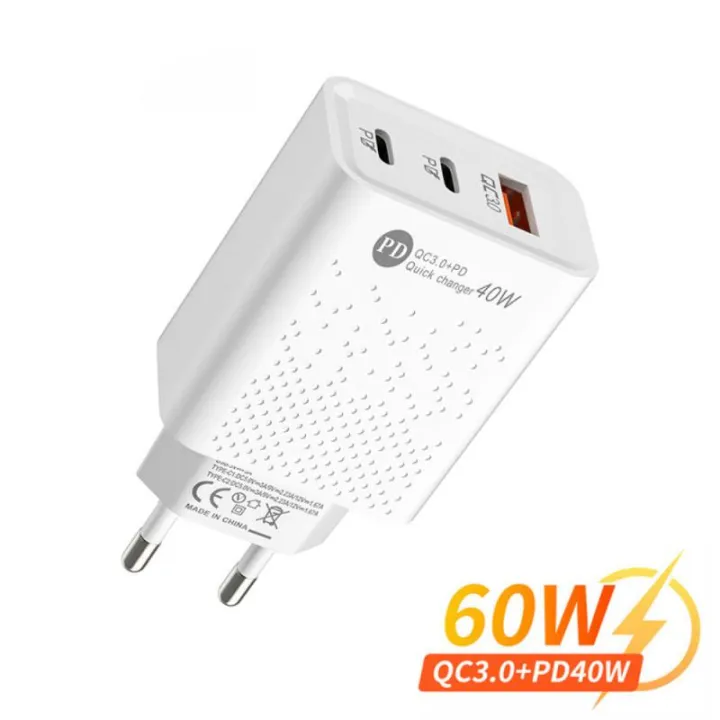 Dual QC3.0+PD40W Fast Charge PD Charger 5V 3A 60W For Apple Android USB ...