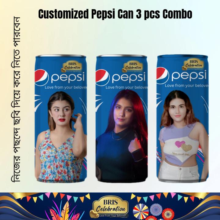 Customized Pepsi Can 3 piece Best for gift your Love 250 ml | Daraz.com.bd