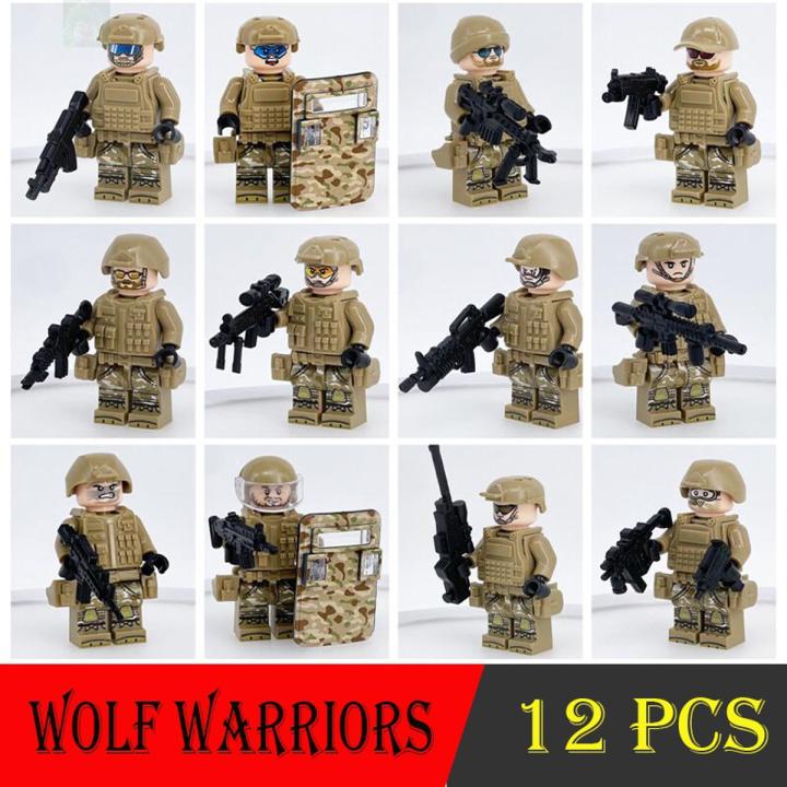 12PCS Special Forces Soldiers Set mini characters s blocks Military ...