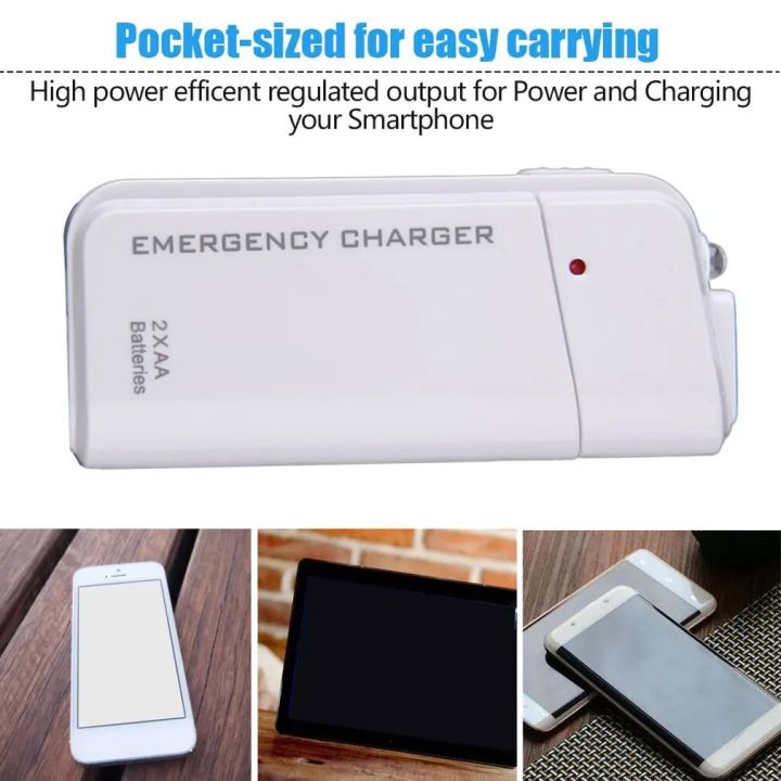 Universal Portable USB Emergency 2 AA Battery Extender Charger Power ...