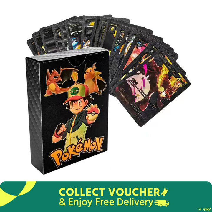 10/25/55 Pcs Pokemon Black Cards Black Foil Set English Version | Daraz ...