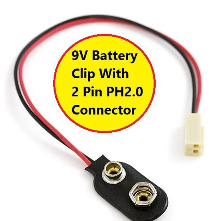2 Pin JST Connector With 9V Battery Connector DC 9V Wire Battery Clip ...
