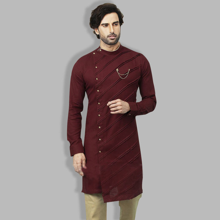 Raj Fashion Hue Pleats Pattern Cotton Kurta For men || KRT-30 | Daraz ...