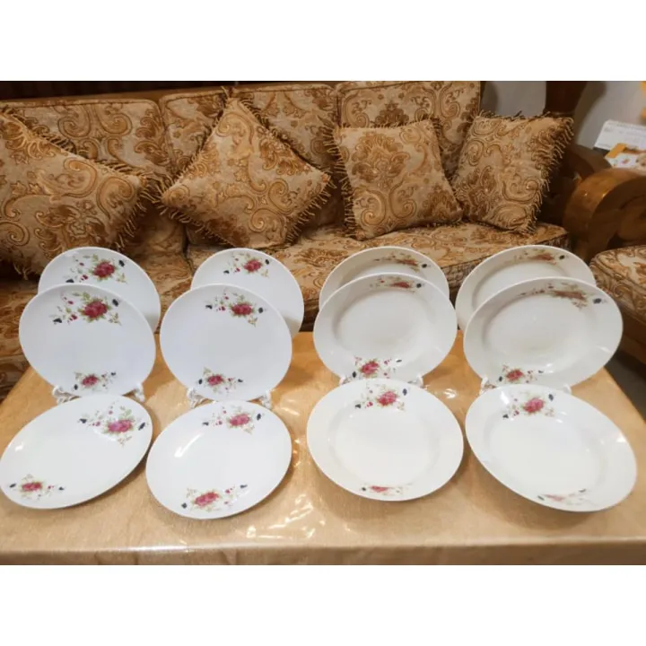 Monno Ceramic Dinner Plate Set 6 Pcs Set. 3 Pcs Deep Rice Plate And 3 ...