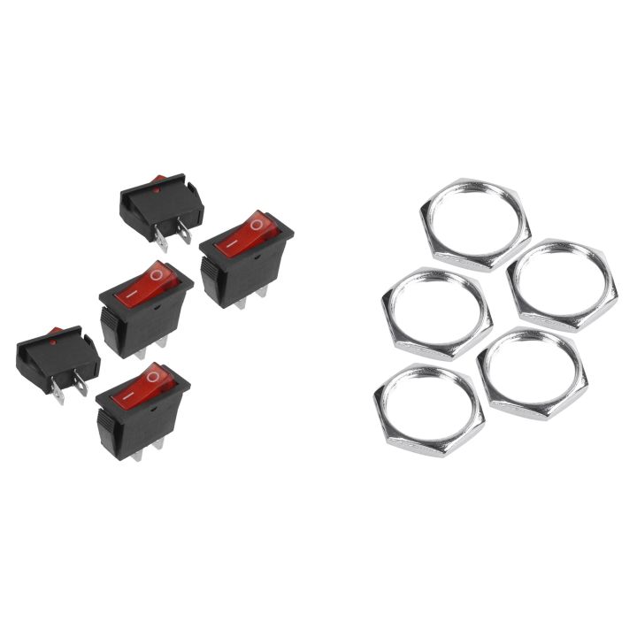 5 Pcs 2 Pin SPST Red Neon Light On/Off Rocker Switch with 5 Pcs ...