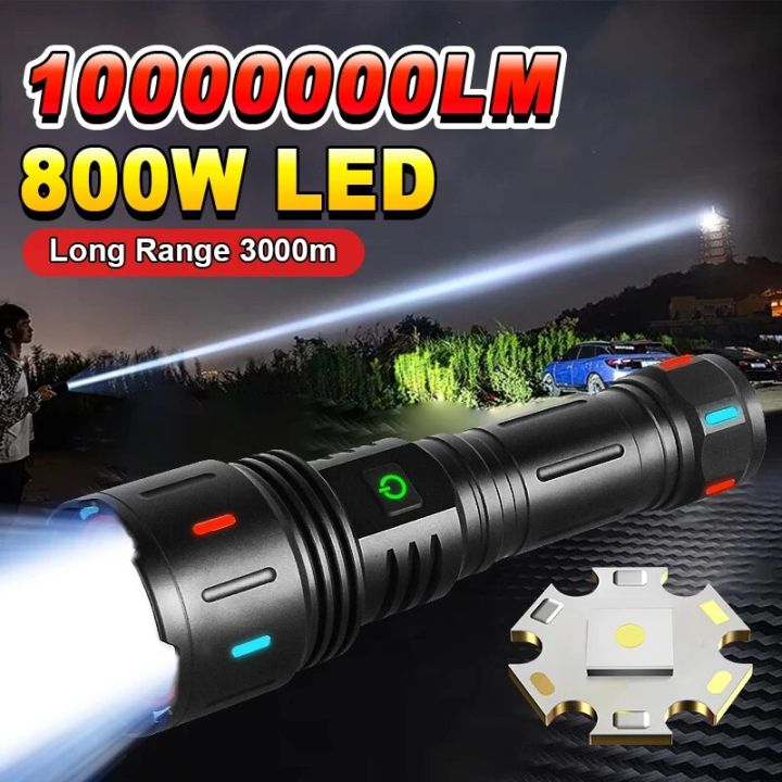 1000000LM Most Powerful Led Flashlight Rechargeable 800W LED ...