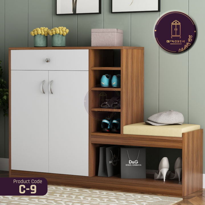 Andormahal shoe reck with sitting space with foam Made Of Melamaine ...