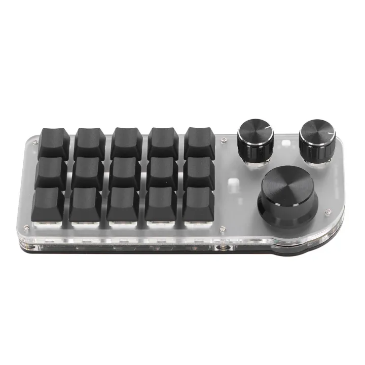 15 Keys 3 Knobs Programmable Keypad Wired USB Wireless Bluetooth Blue ...