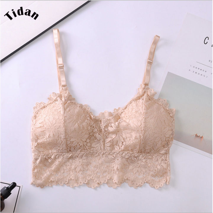 Women's Wireless Beautiful Back Lace Bra Soft Brassiere Padded Bra ...