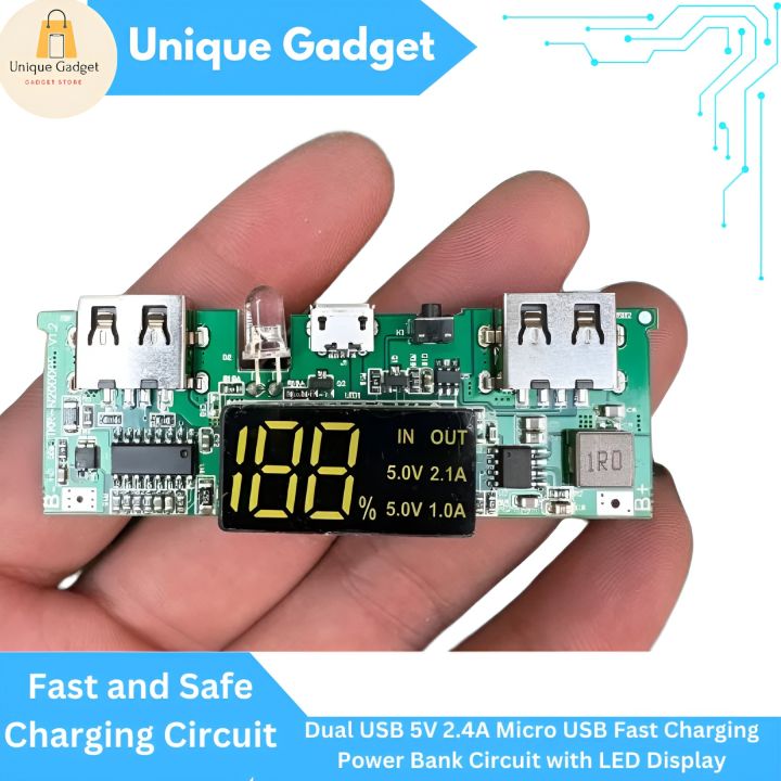 LED Dual USB 5V 2.4A Micro USB Fast Charging Power Bank Circuit ...