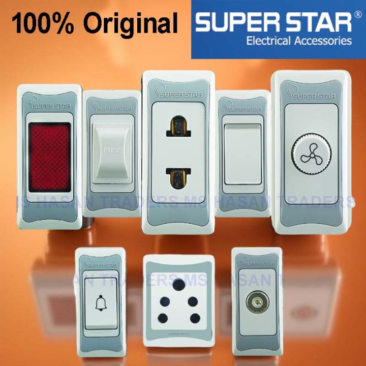 Super Star Premium One Way Switch, 2 Pin Socket, 3 Pin Socket, Fuse ...