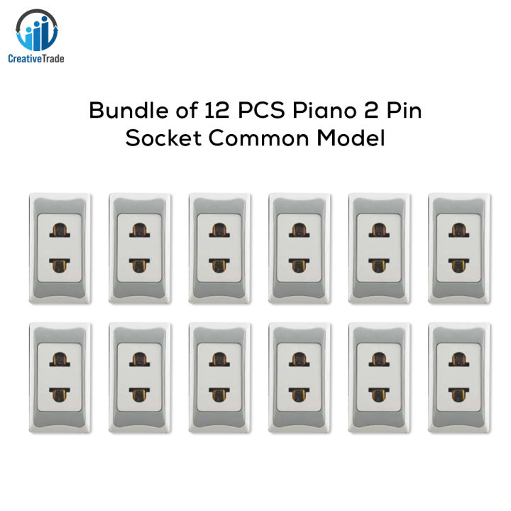 Bundle of 12 PCS Piano 2 Pin Socket Common Model | Daraz.com.bd