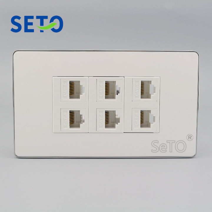 SeTo 120 Type 6 Ports RJ45 Cat6 Network Lan Panel Wall Plate Socket ...
