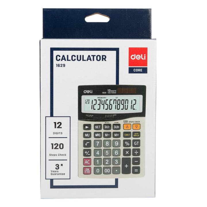 Deli E1629 Metal Surface Tax calculator dark Gray 12 digit Battery ...