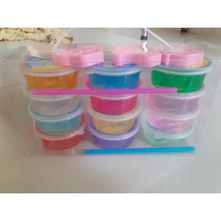Box Of 12 Pcs Gel Clay/Slime Set Bowls Play-Dough For Kids 12 Colors ...