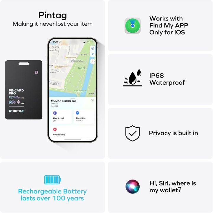 MOMAX Key Finder, Tracker Tag, Works with Apple Find My (iOS Only), Key ...