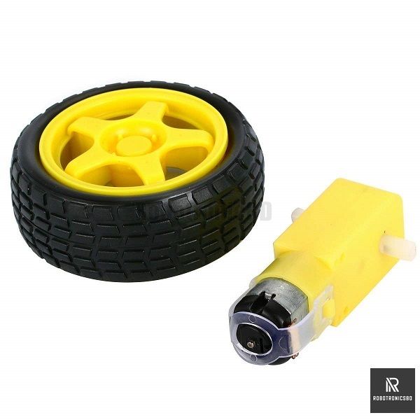 1 Set DC Gear Motor Dual Shaft and Tire Wheel for DC 3V-6V Arduino ...